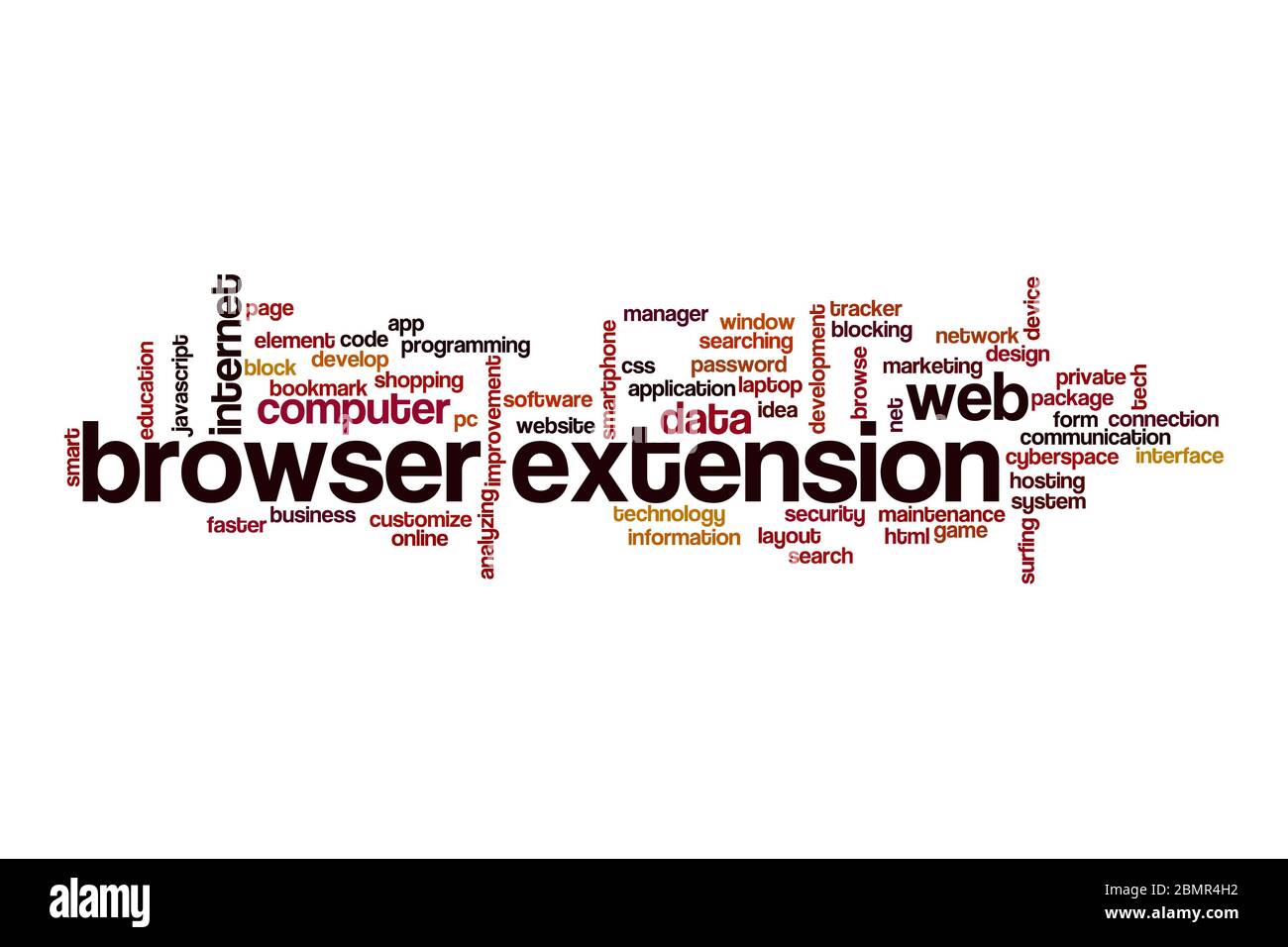 Browser extension word cloud concept on white background Stock Photo ...