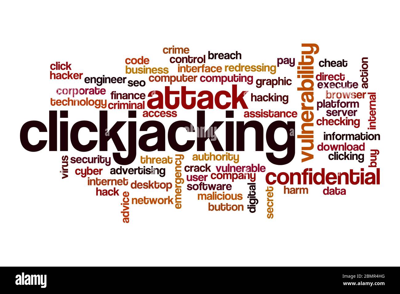 Clickjacking word cloud concept on white background Stock Photo - Alamy