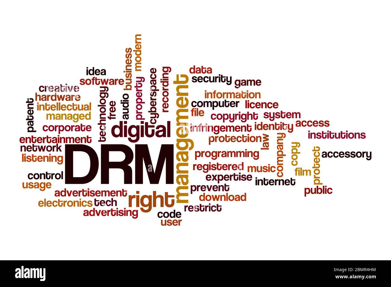 DRM word cloud concept on white background Stock Photo - Alamy