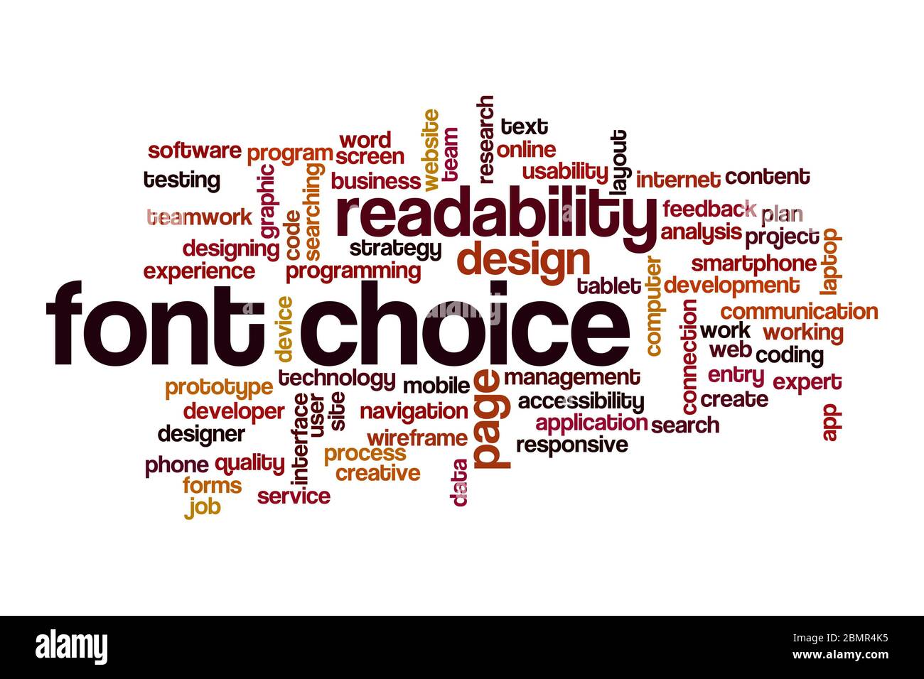 Font choice word cloud concept on white background Stock Photo - Alamy