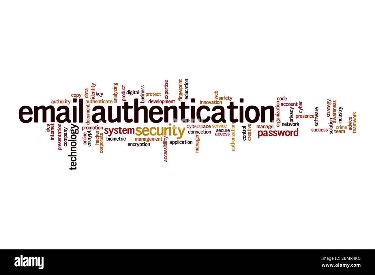 Email authentication word cloud concept on white background Stock Photo ...