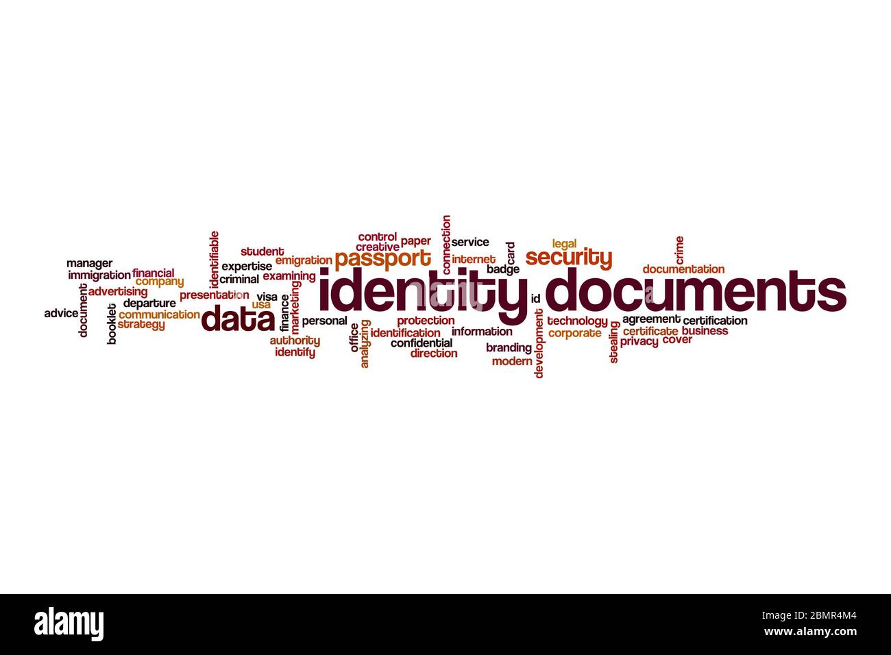 Identity documents word cloud concept on white background Stock Photo ...