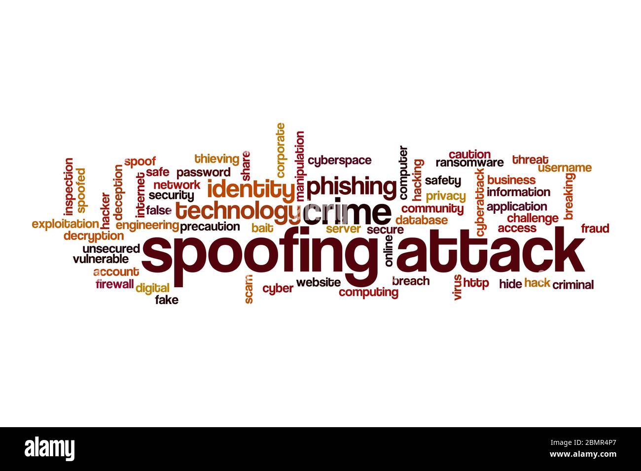 Spoof attack word cloud concept on white background Stock Photo - Alamy