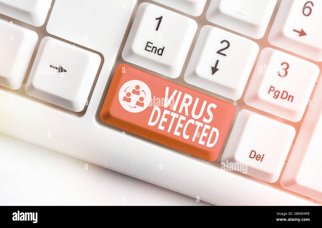 Word writing text Virus Detected. Business photo showcasing A computer ...