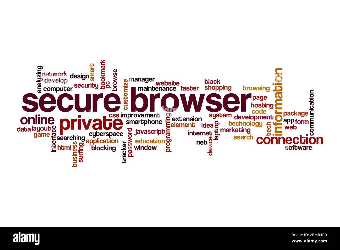 Secure browser word cloud concept on white background Stock Photo - Alamy