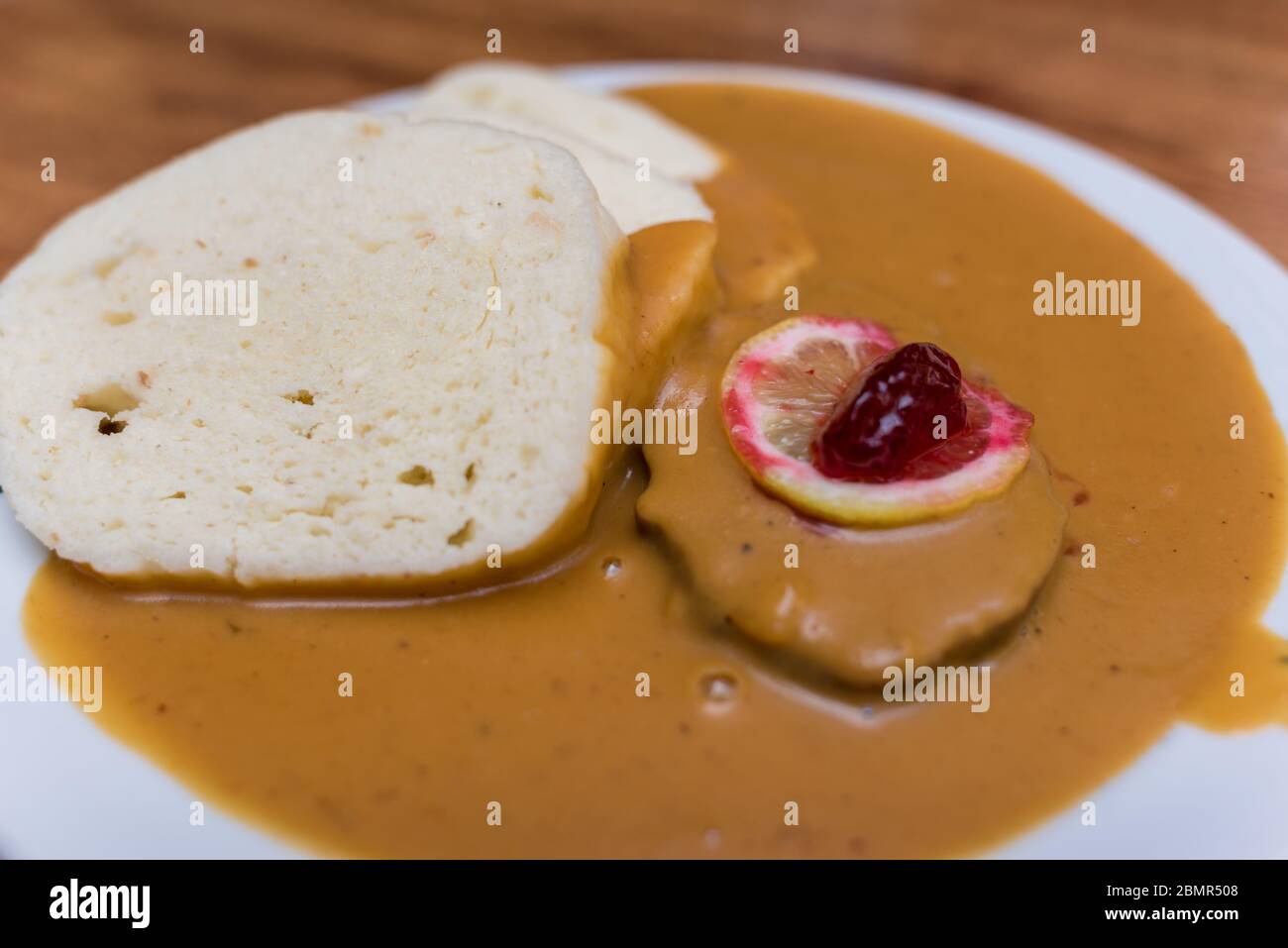 Beef Sirloin With Cream Sauce or Svíckova na smetane served with potato ...