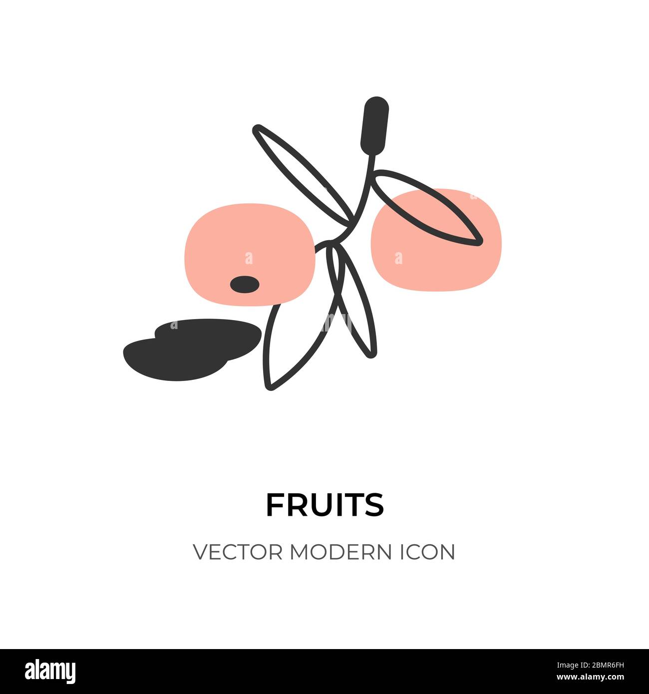 Fruits flat line icon. Simple pictogram citrus. Contour ripe orange ...
