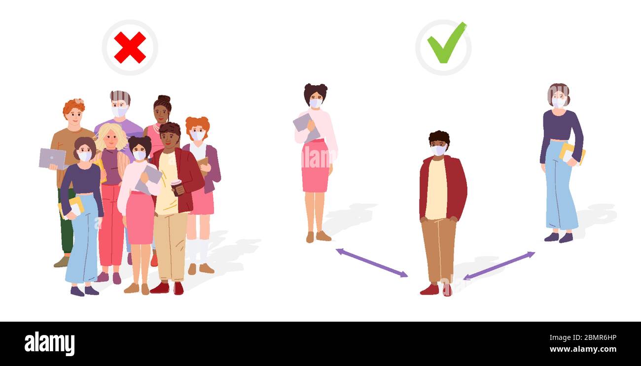 People keep social distance. Student keeping distance, infection risk ...