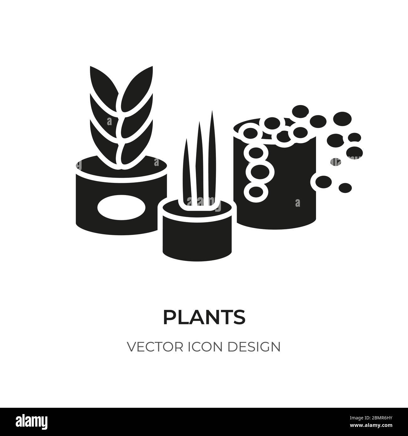 Glyph plant icon. Simple black silhouette flower and cactus in pot ...