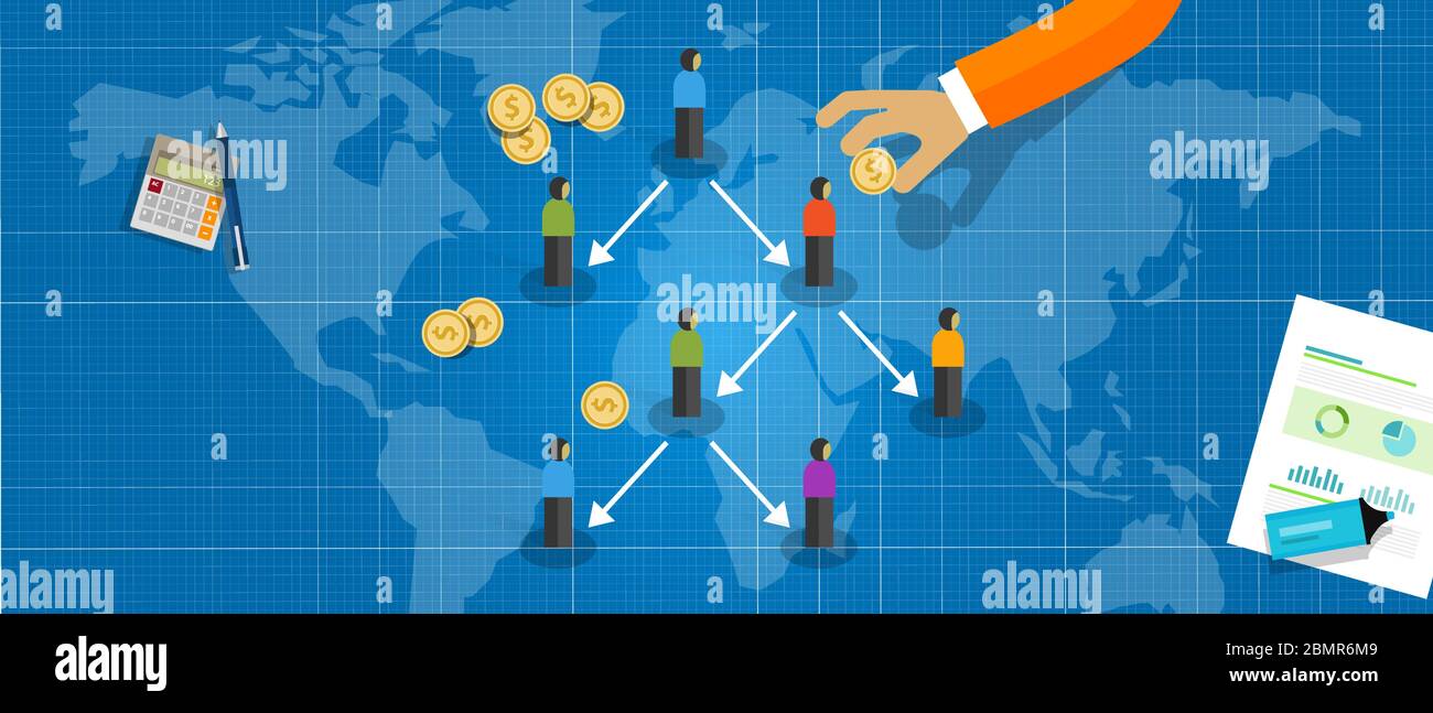 Ponzi scheme fraud type of Multi Level Marketing or MLM concept of ...