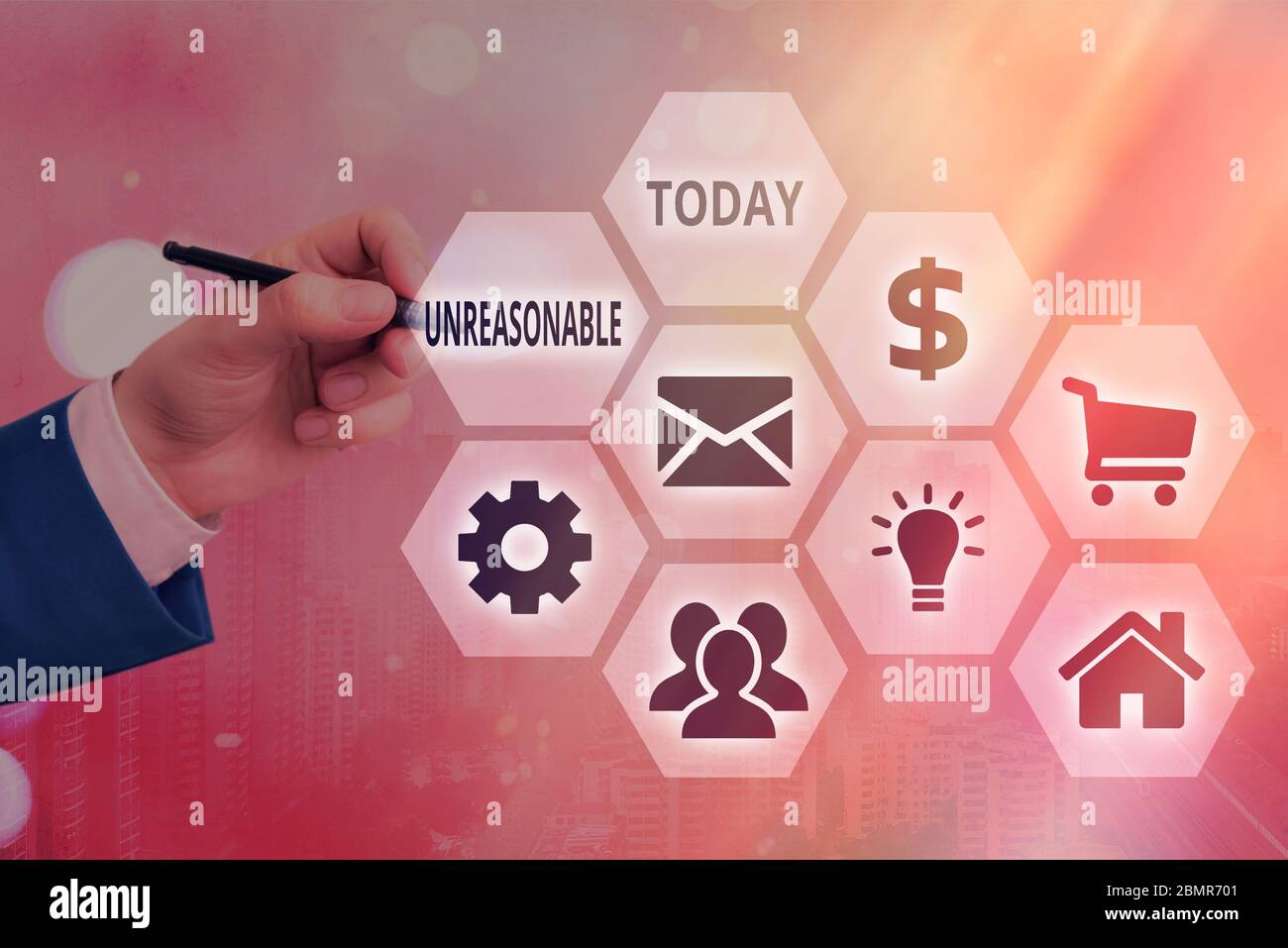 Conceptual hand writing showing Unreasonable. Concept meaning Beyond ...