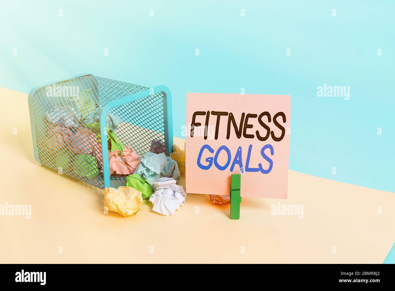 Writing note showing Fitness Goals. Business concept for Loose fat ...