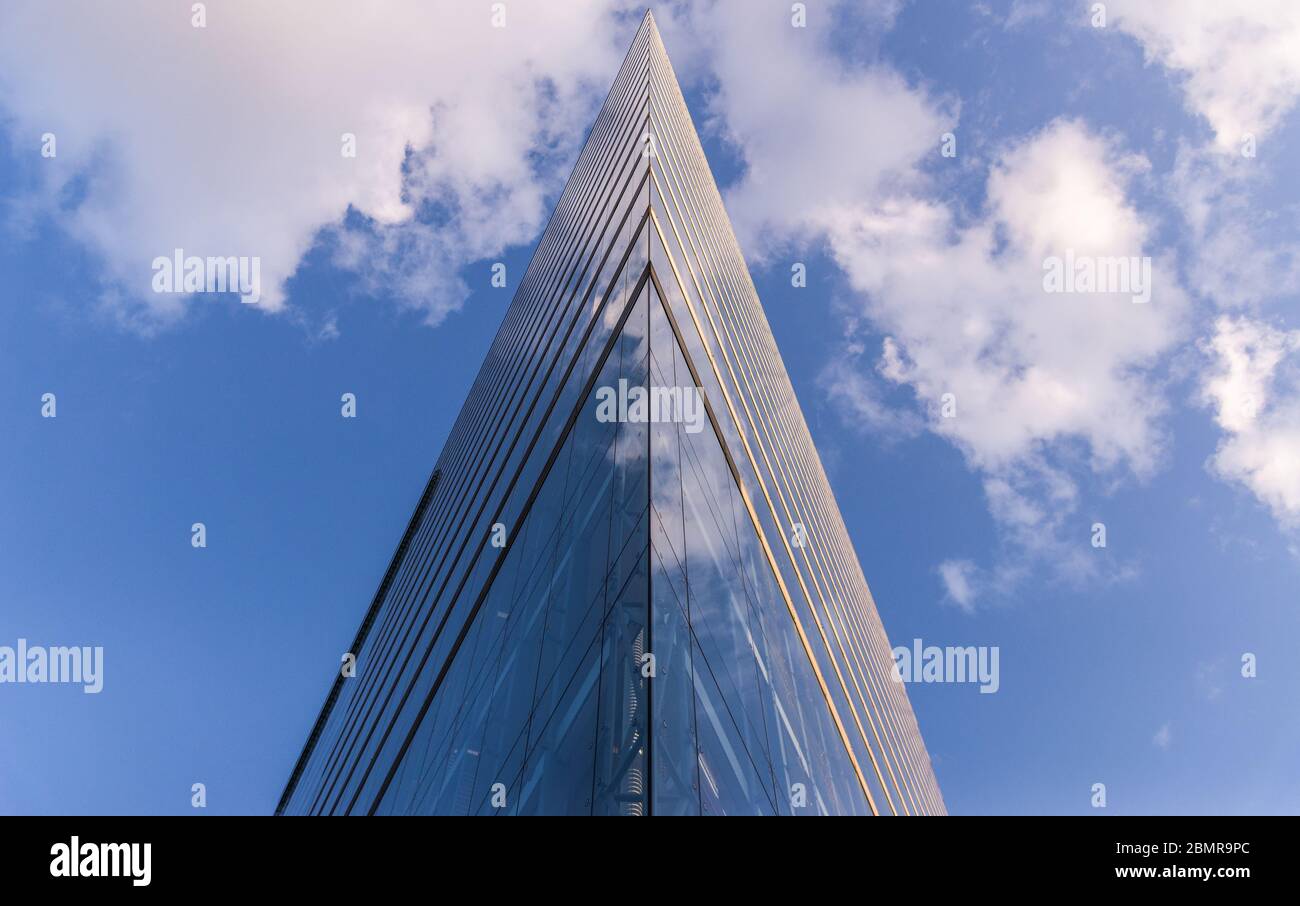 Colorful building, abstract geometric architectural pattern and ...