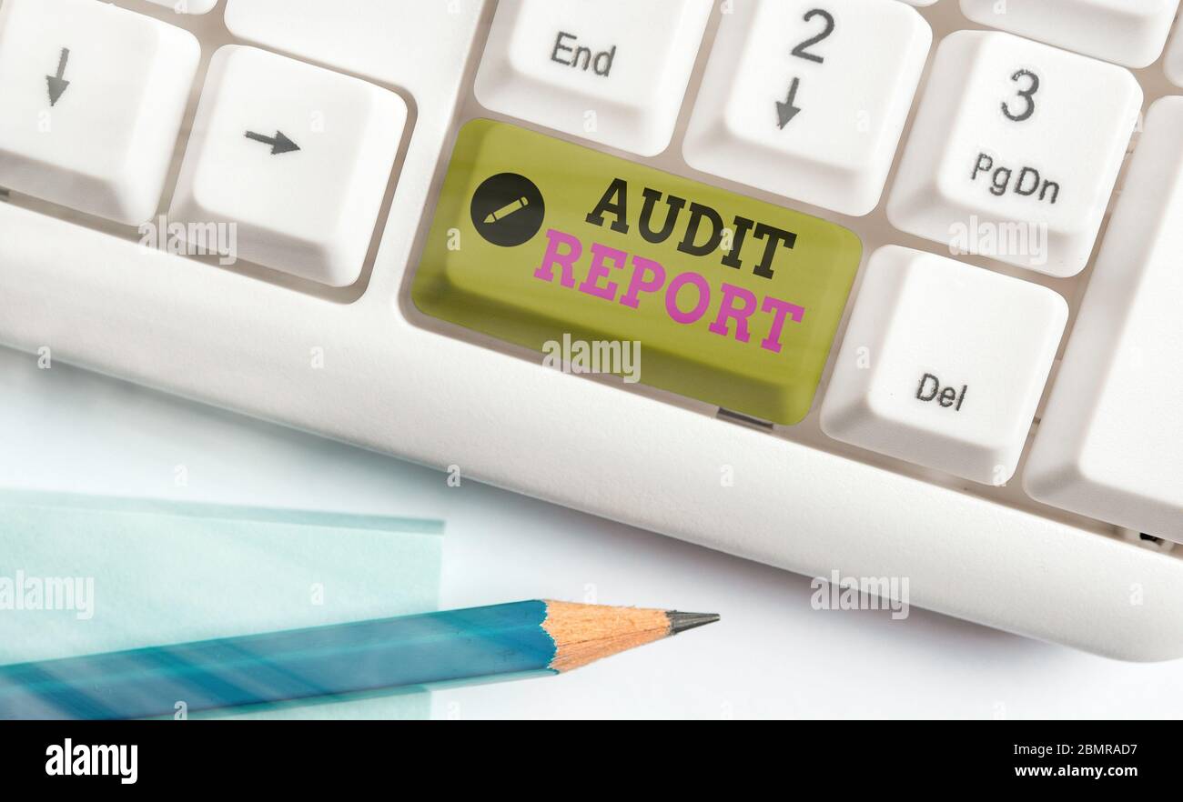 Conceptual hand writing showing Audit Report. Concept meaning An ...