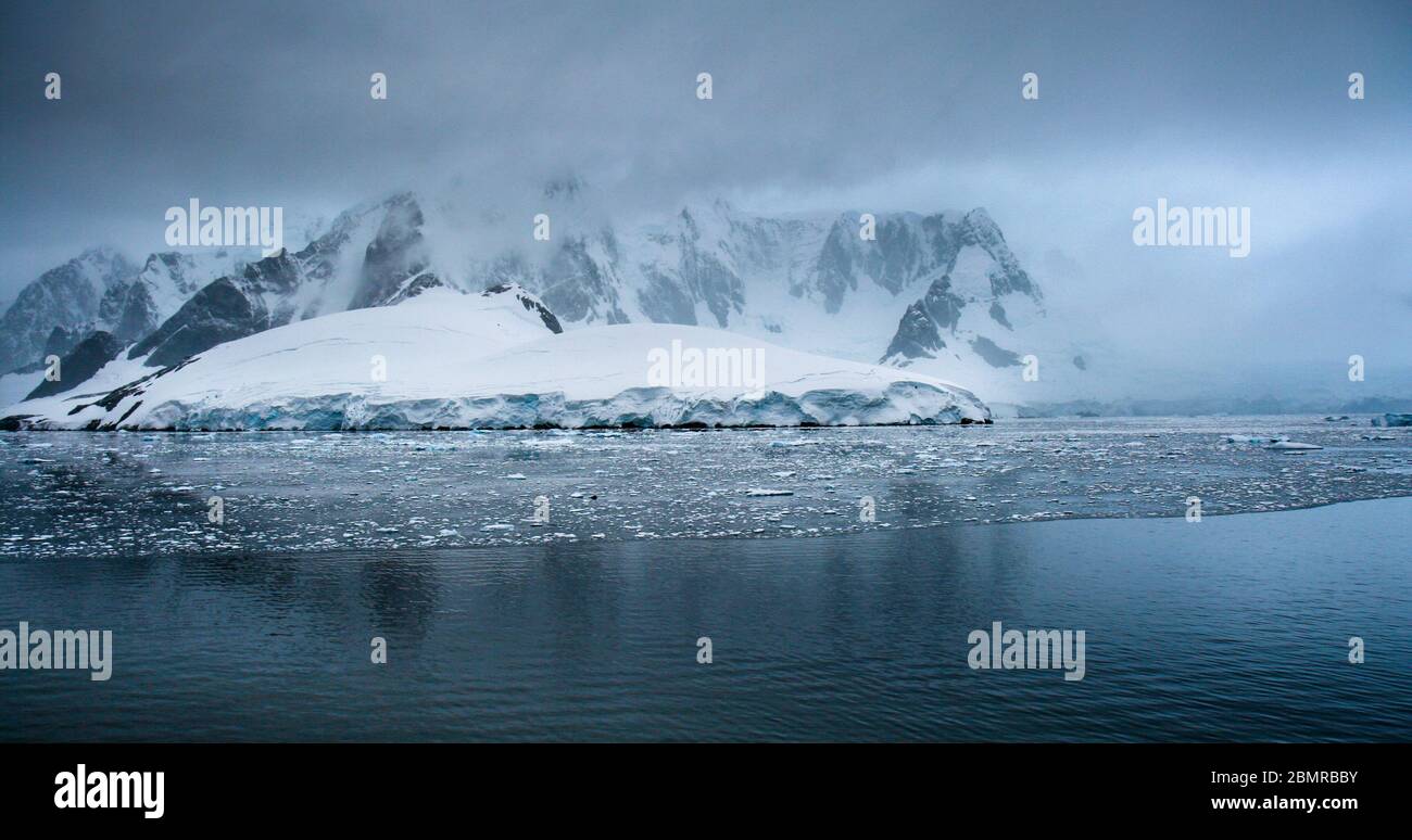Rugged glacial and icy landscape of the Antarctic Peninsula at the ...
