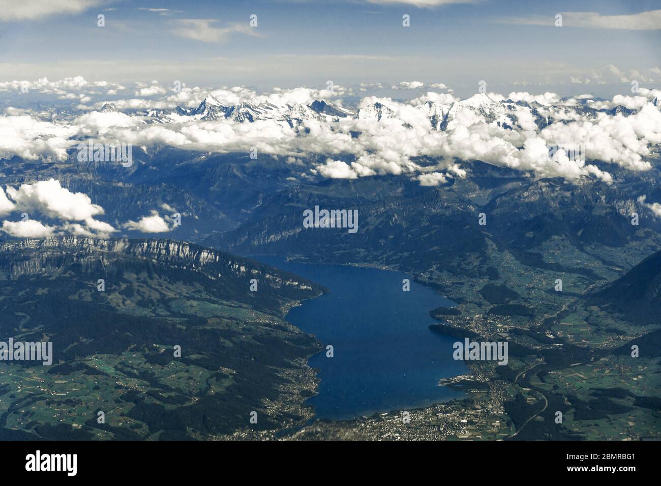 Landscape aerial view of Zurich, Switzerland, lake Zurich, hills and ...