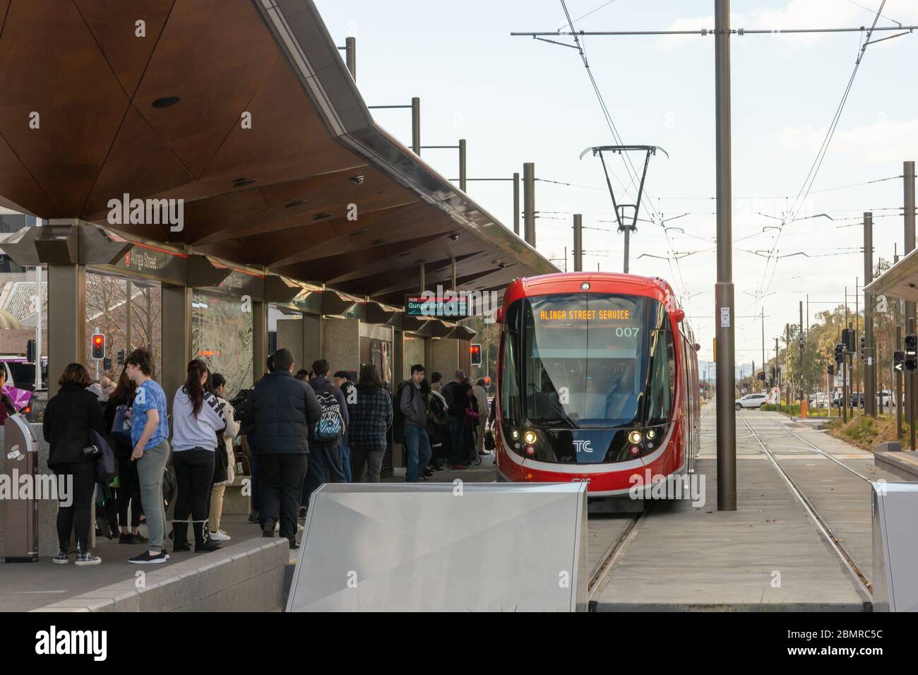 Canberra, Australia – July 3rd 2019: Canberran light rail vehicle stopped in the city Stock ...