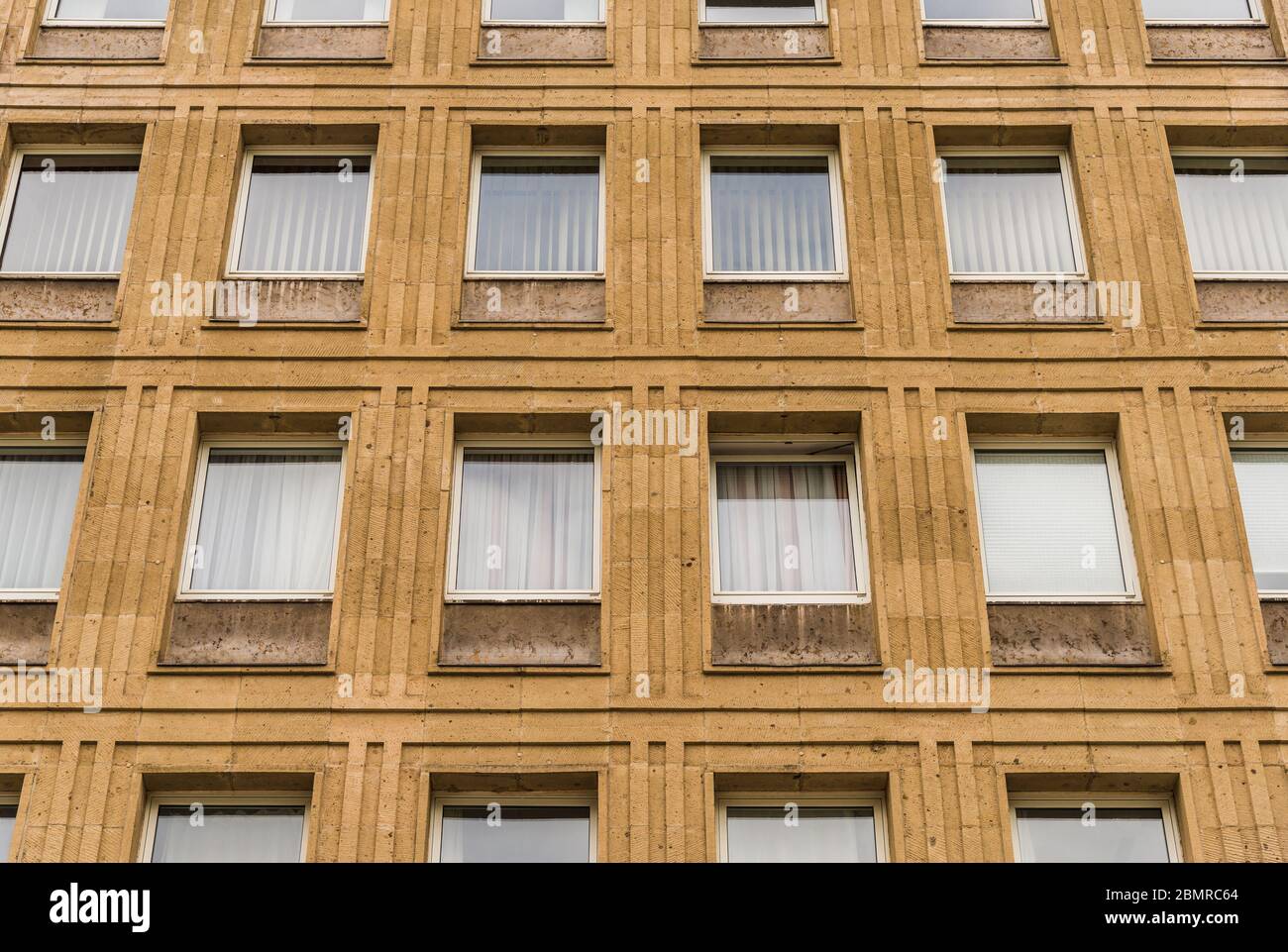 Colorful building, abstract geometric architectural pattern and ...