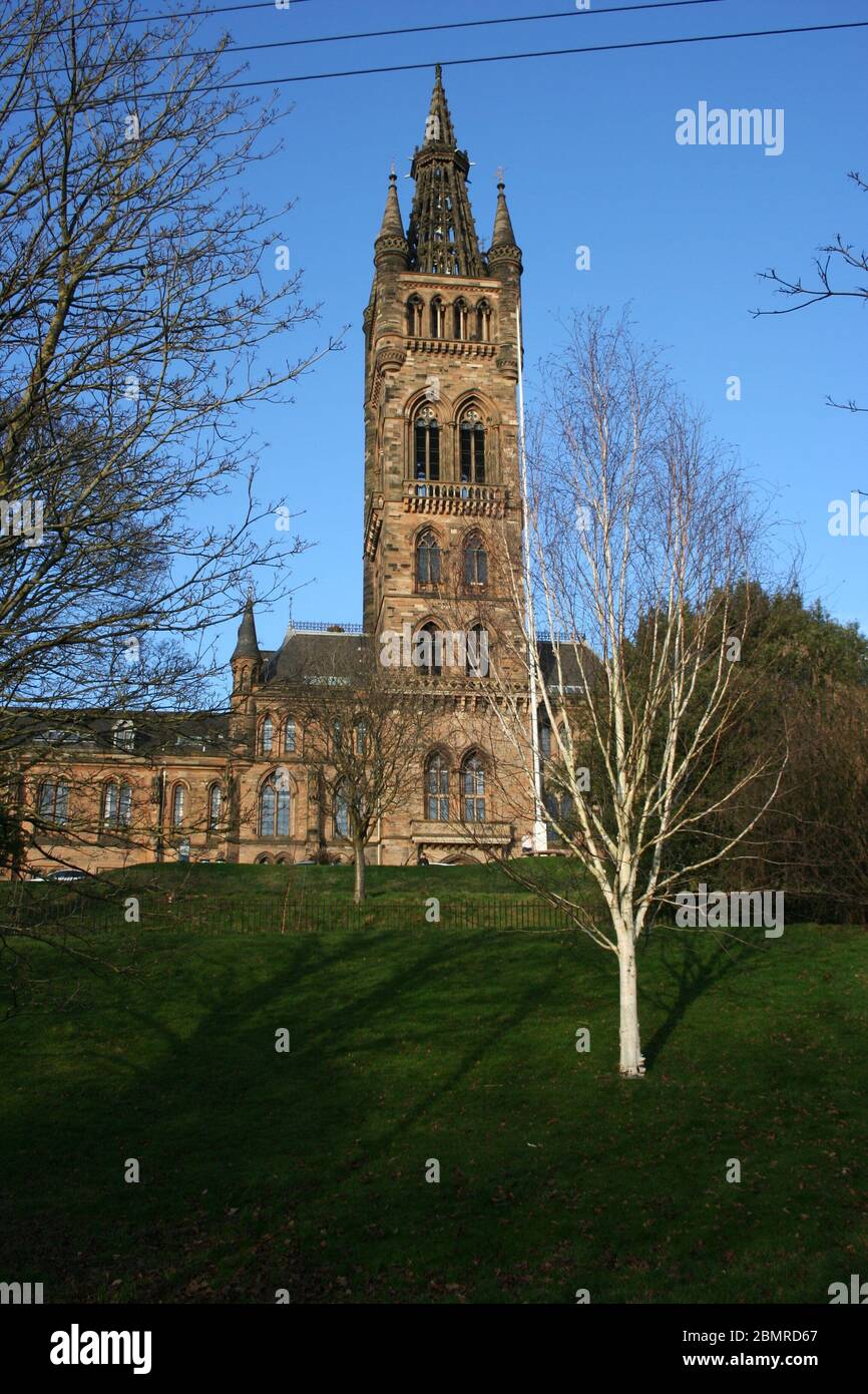 Bell Tower at University of Glasgow in the Gilbert Scott building Stock ...
