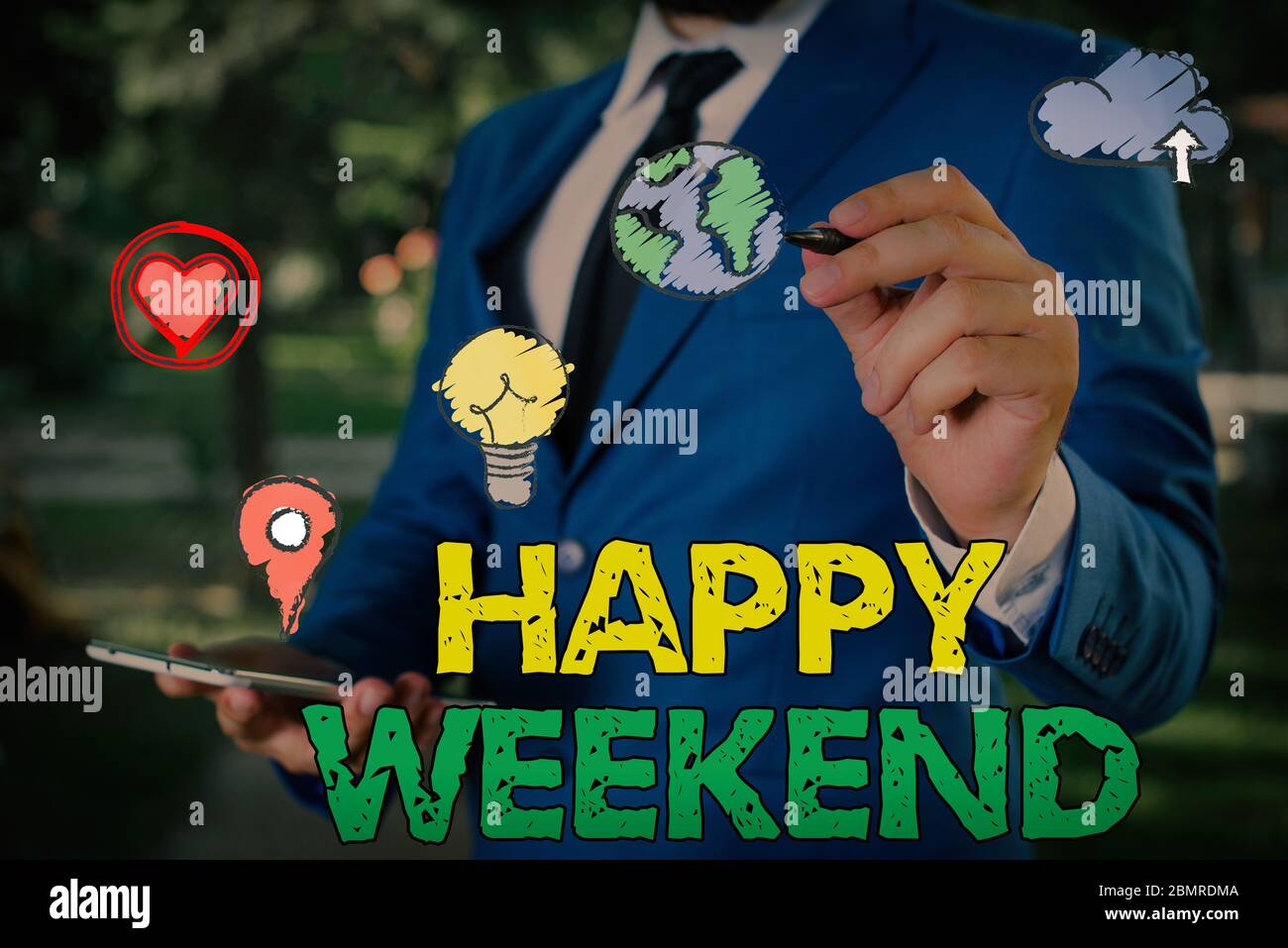 Writing note showing Happy Weekend. Business concept for Cheerful rest ...