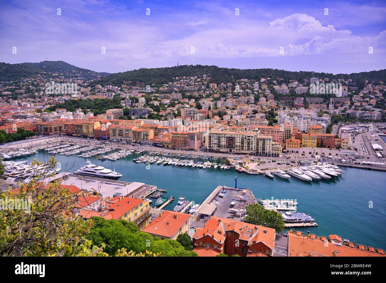 An aerial view of the Port of Nice on the Mediterranean Sea at Nice ...