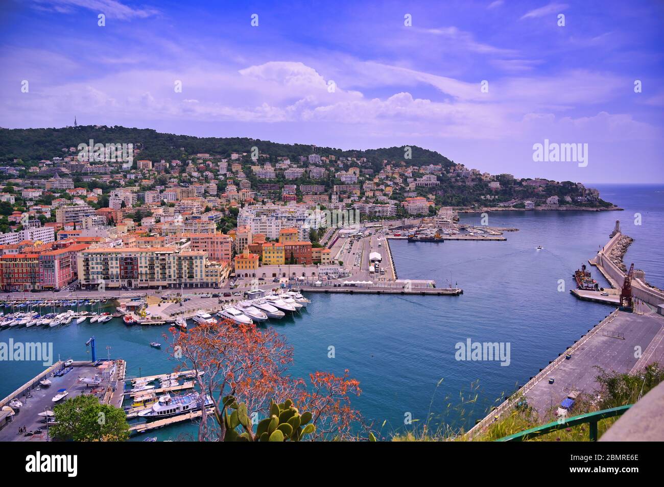 An aerial view of the Port of Nice on the Mediterranean Sea at Nice ...