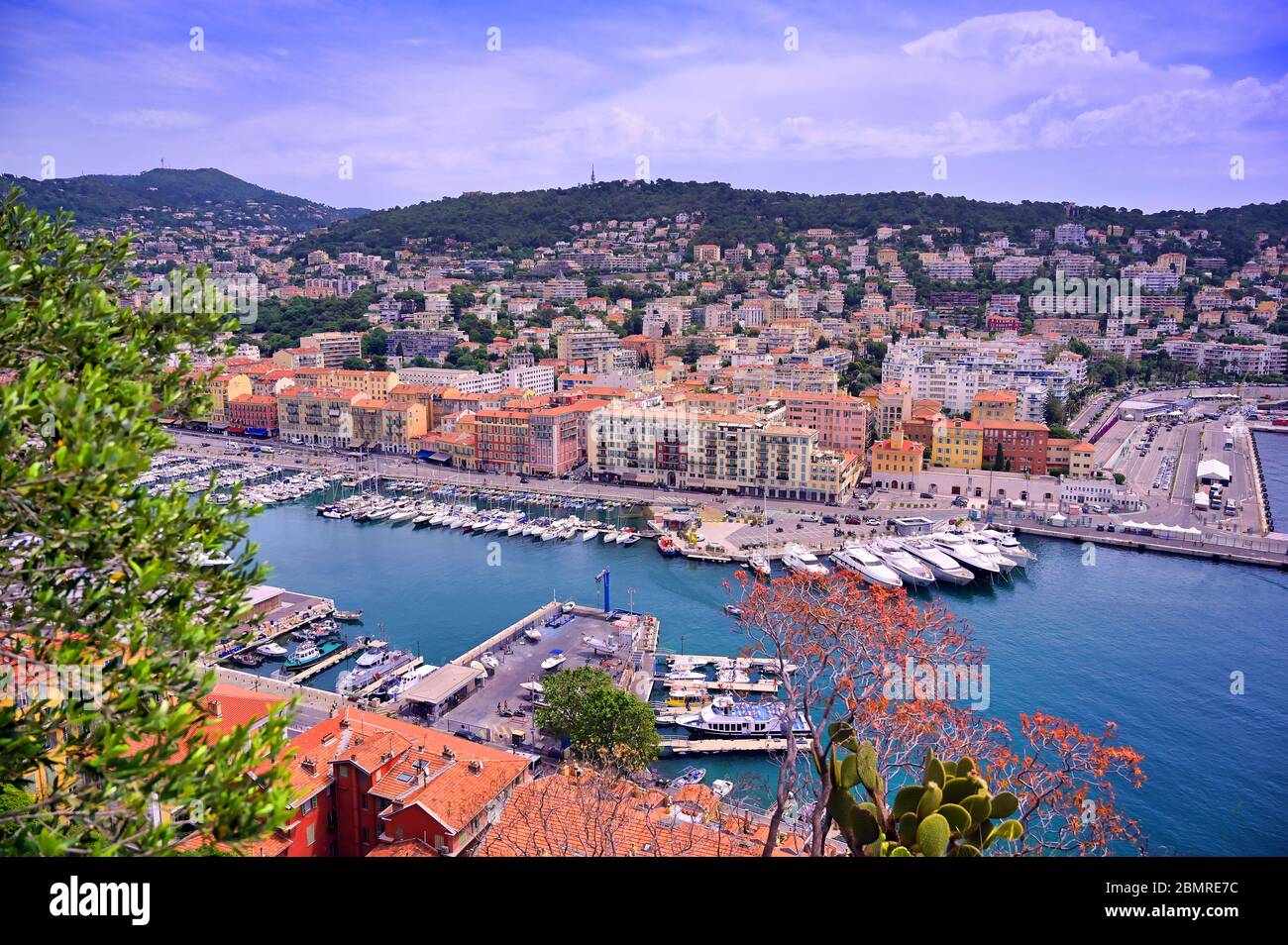 An aerial view of the Port of Nice on the Mediterranean Sea at Nice ...