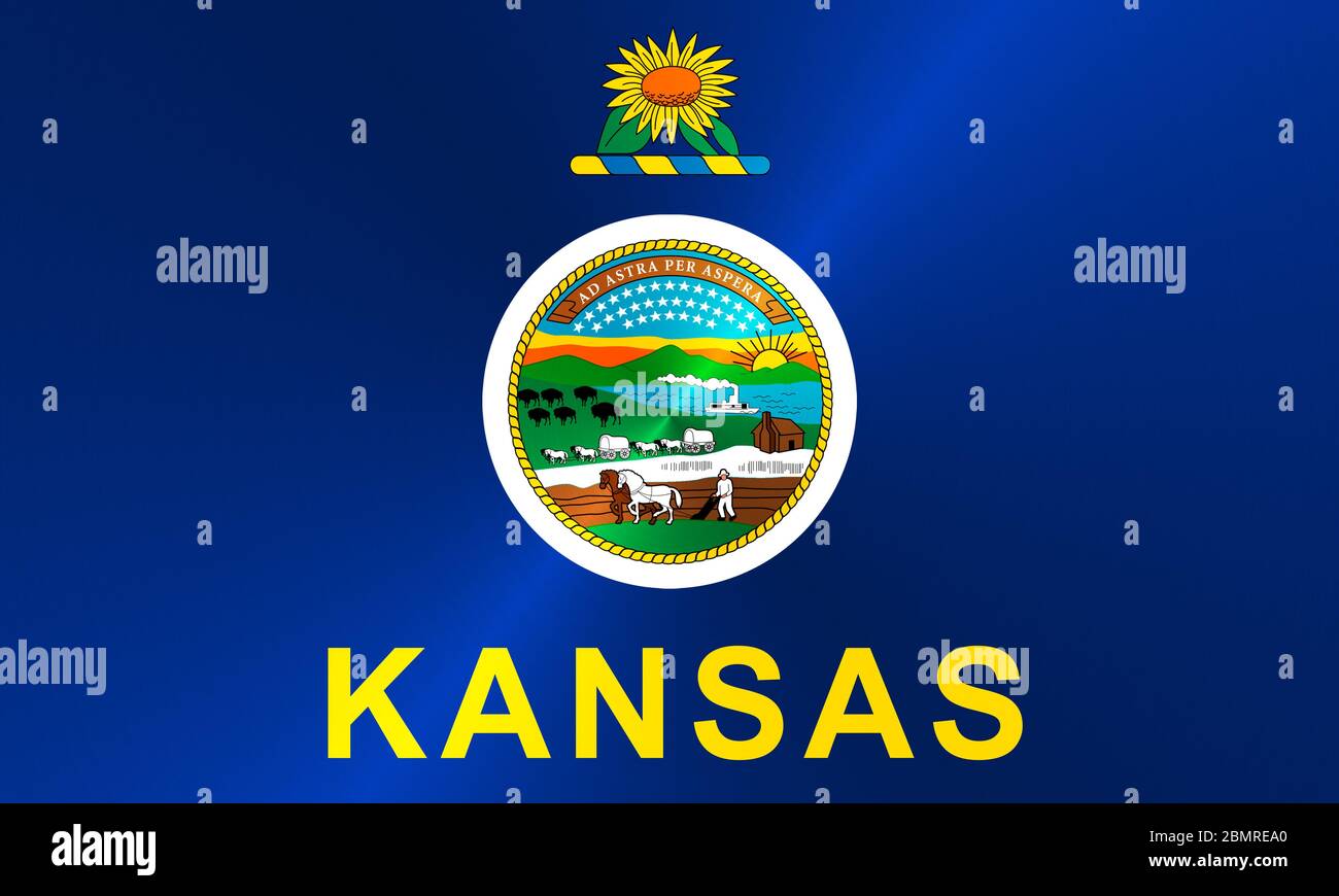 Flag of the U.S. state of Kansas in traditional colors. Texture of ...