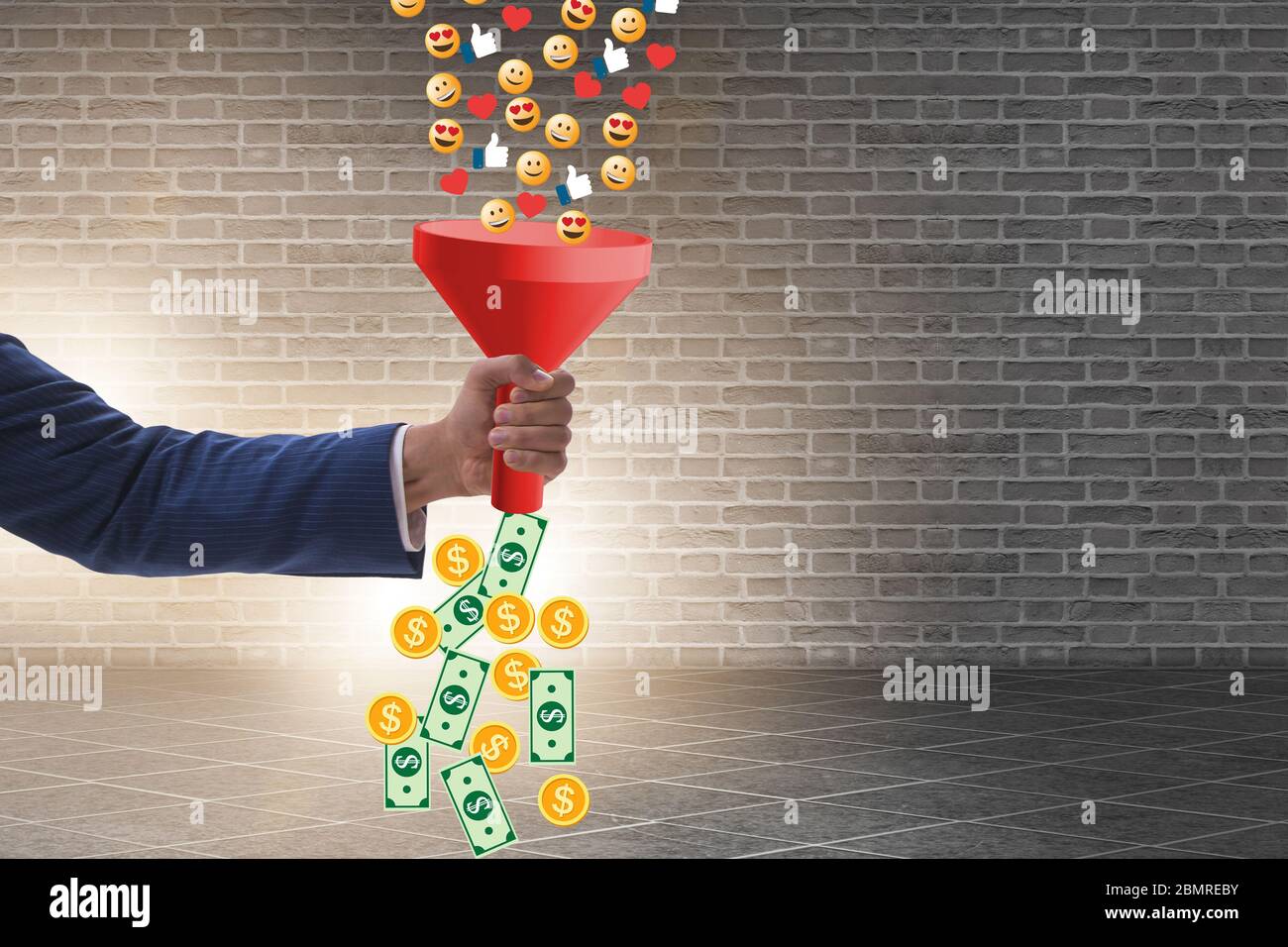 Social network monetization concept with the businessman Stock Photo ...