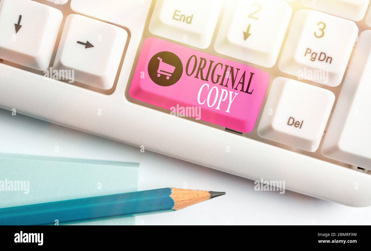 Writing note showing Original Copy. Business concept for Main Script ...