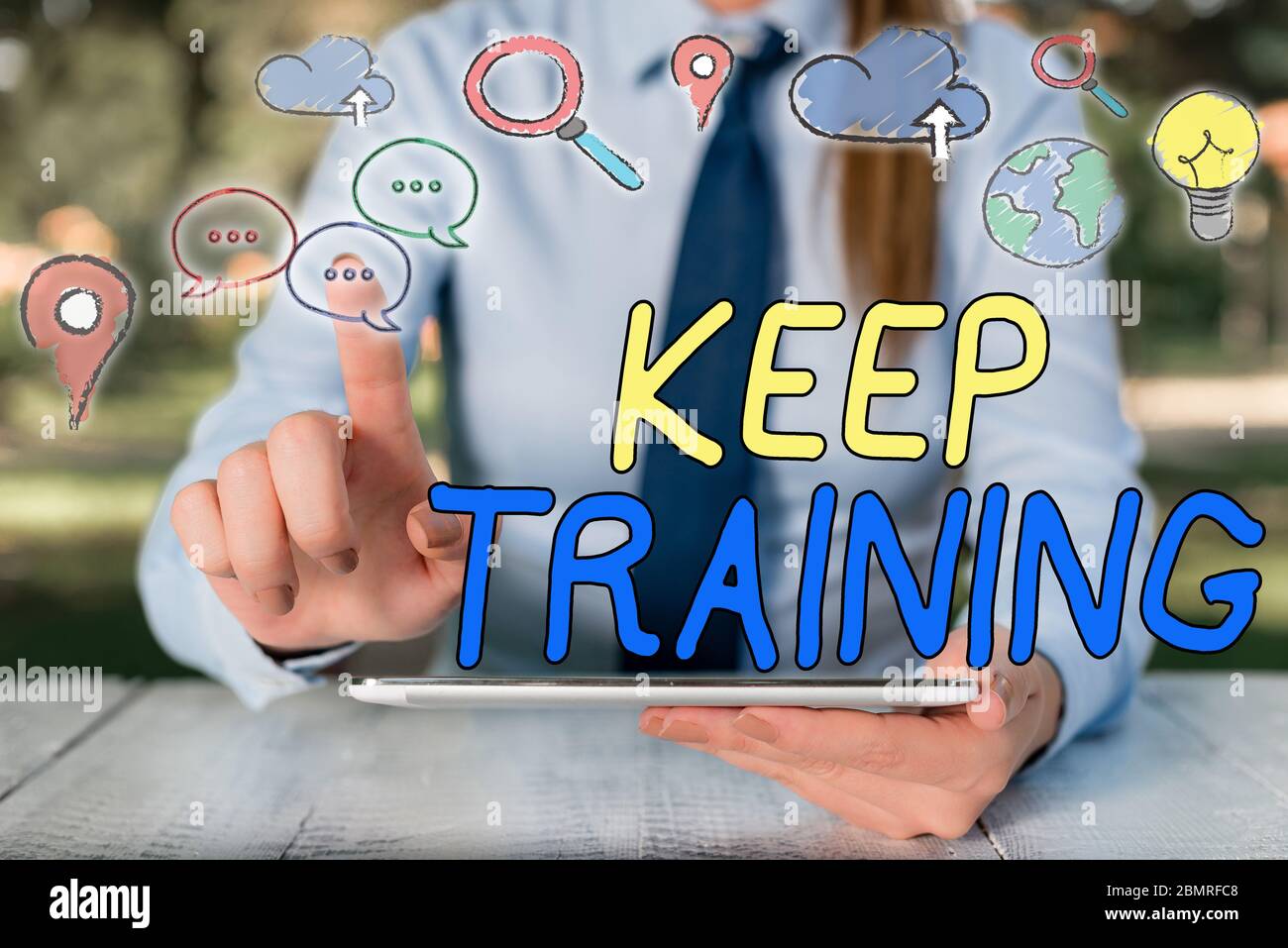 Text sign showing Keep Training. Business photo showcasing Grounding ...