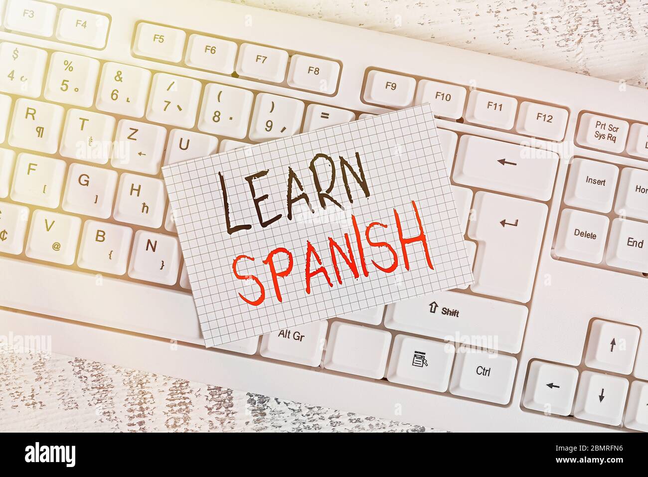 Writing note showing Learn Spanish. Business concept for Translation ...