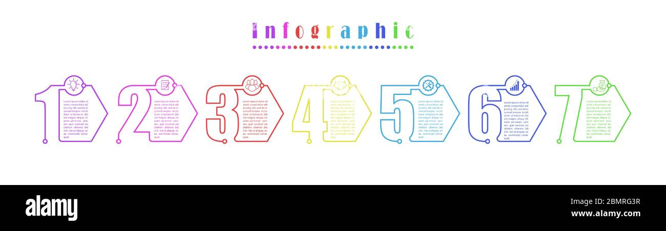 Infographics. Vector stock template seven stages. For web page design ...