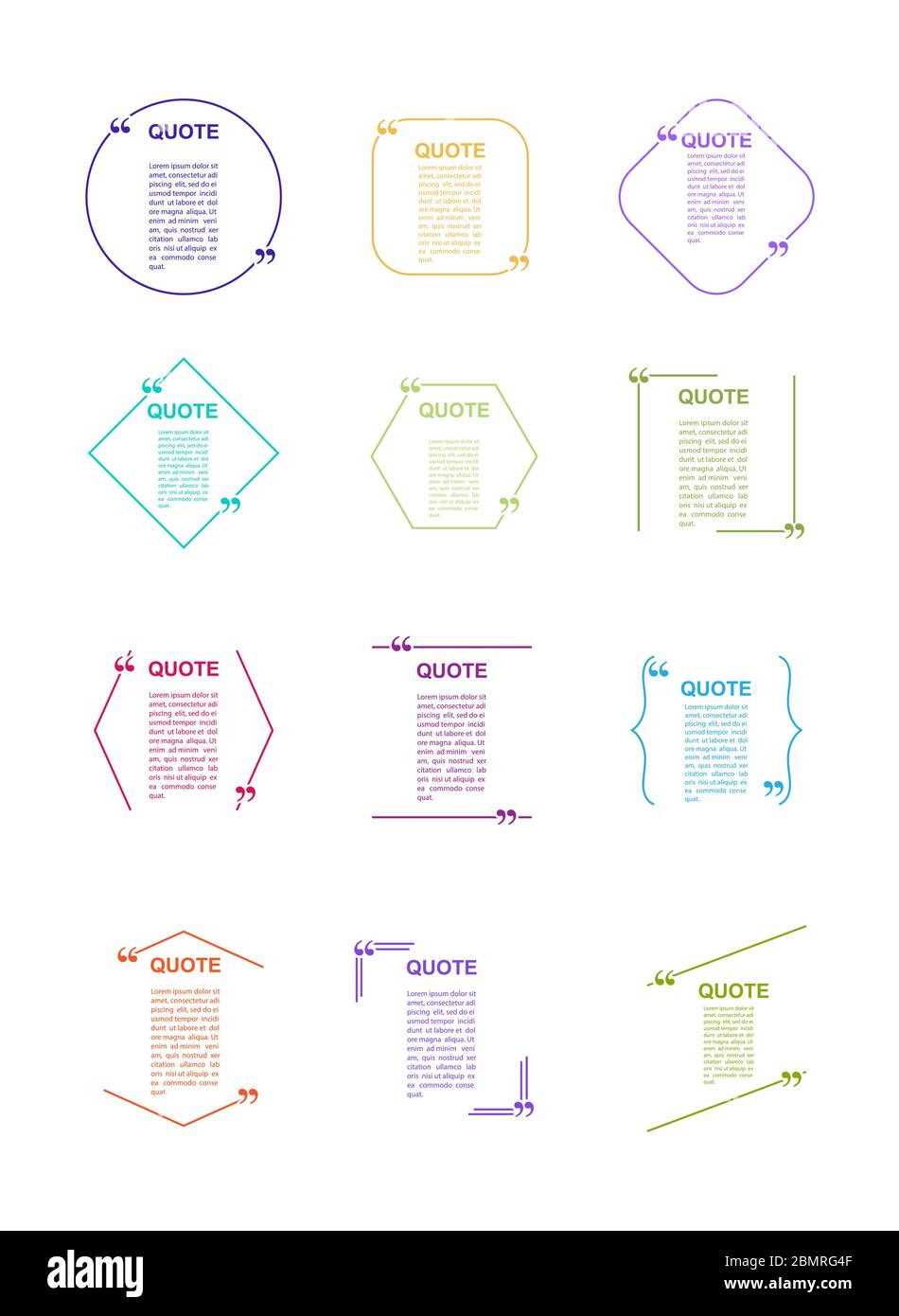 set of frames for quotes. An empty template for text information ...