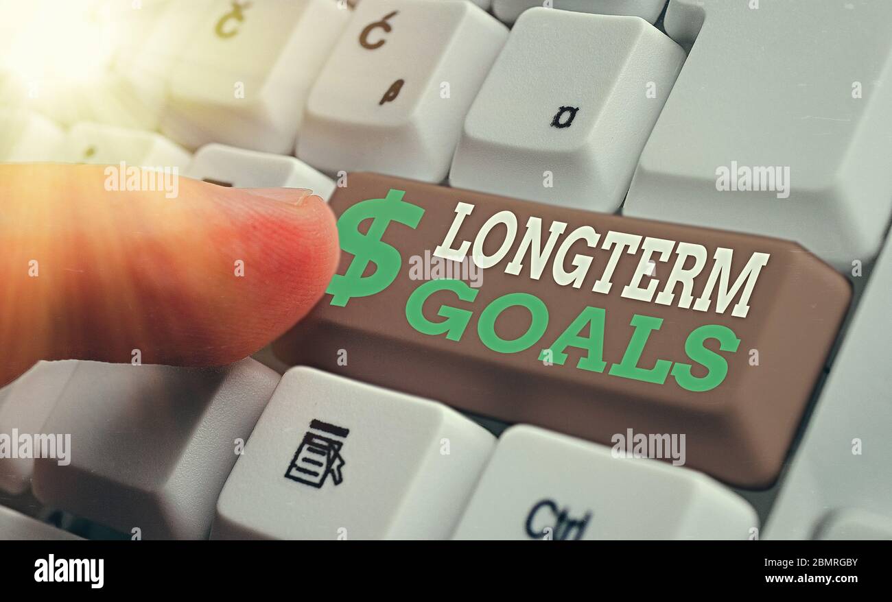 Conceptual hand writing showing Longterm Goals. Concept meaning ...