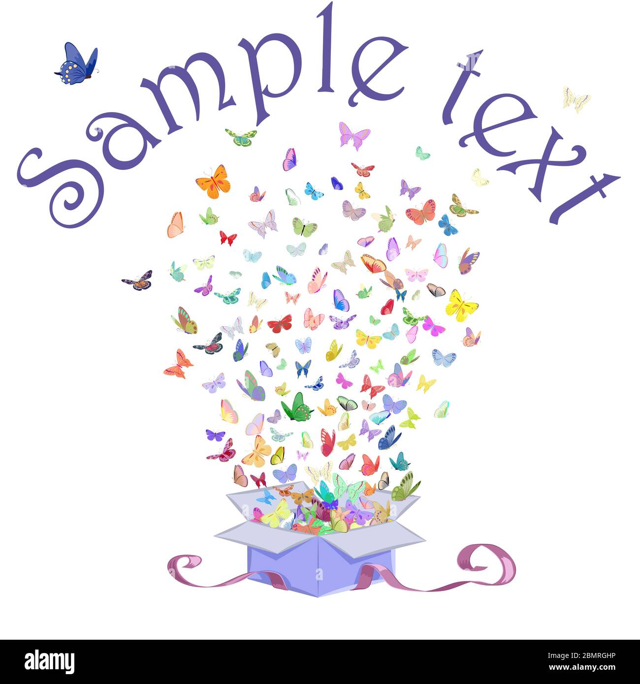 Vector illustration of colorful butterflies flying out of an open box ...