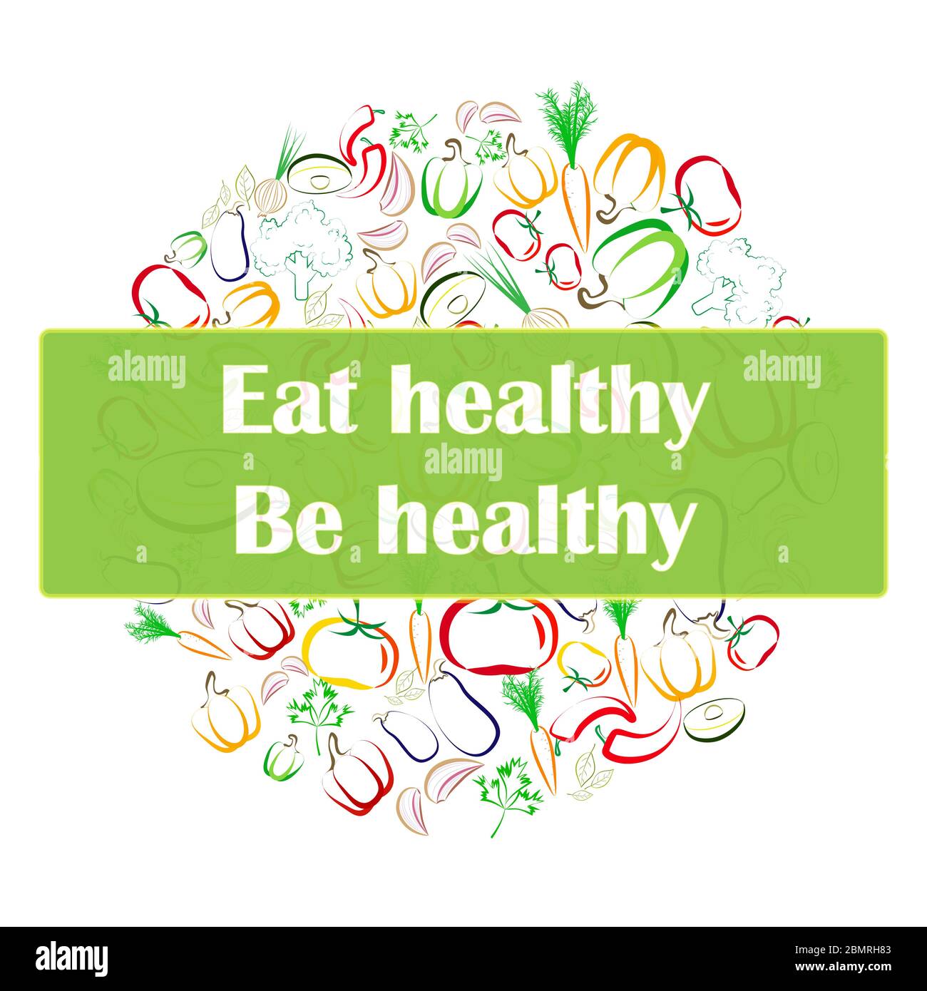 Healthy eating banner, flier template design. Contour vegetables ...