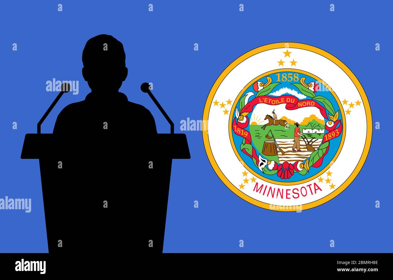 Minnesota USA Flag Background Man Speaks. Business Man Presentation ...