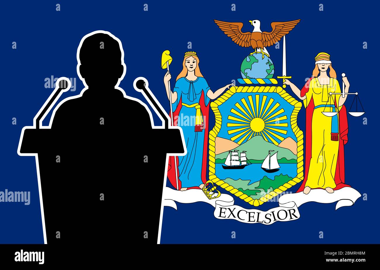 New York USA Flag Background Man Speaks. Business Man Presentation ...