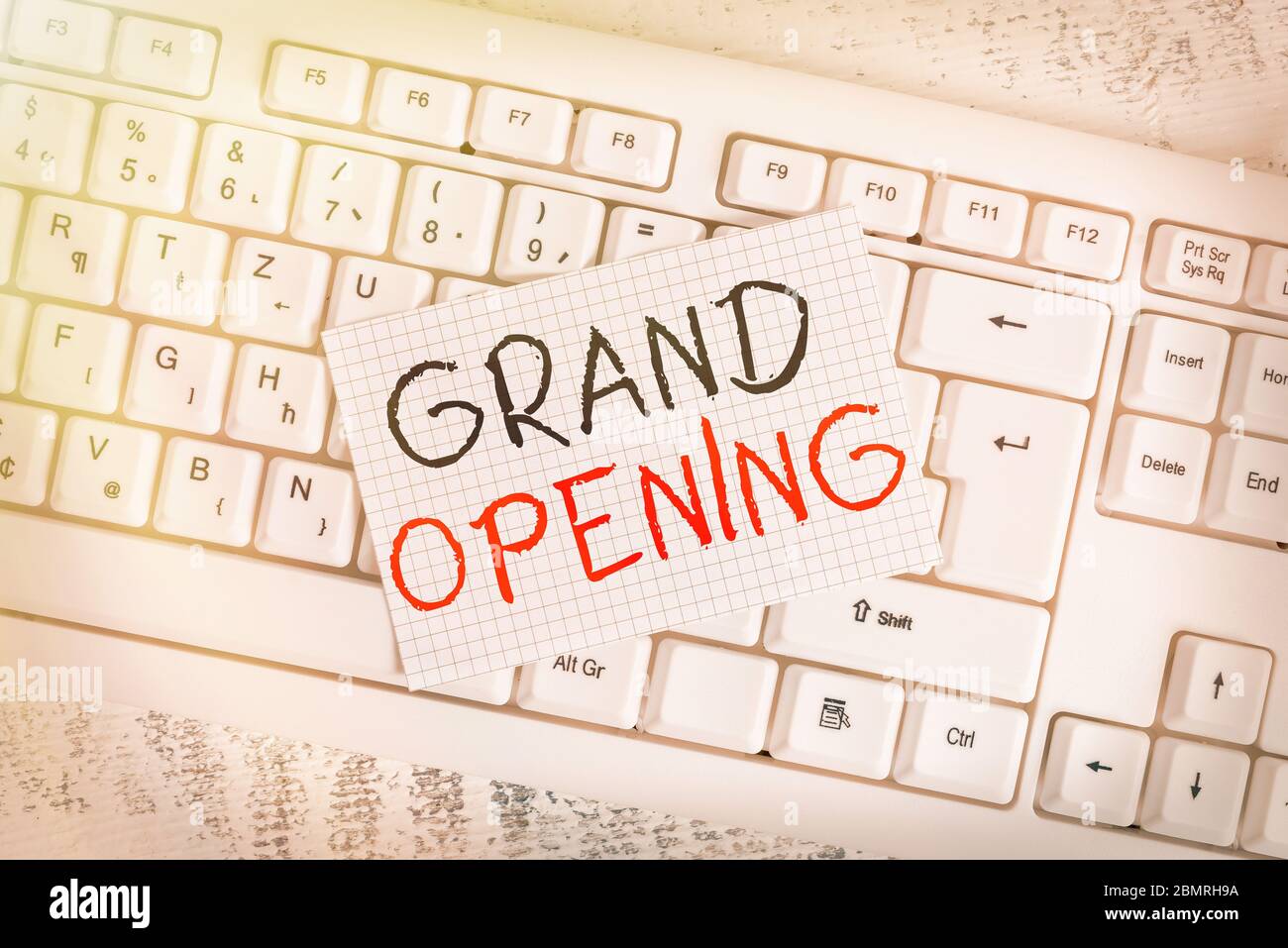 Writing note showing Grand Opening. Business concept for Ribbon Cutting ...