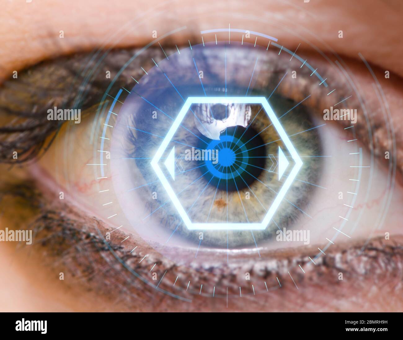 The concept of sensor implanted into human eye Stock Photo - Alamy