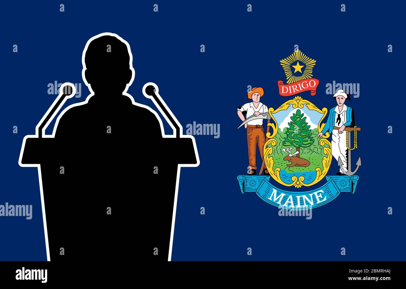 Maine USA Flag Background Man Speaks. Business Man Presentation ...
