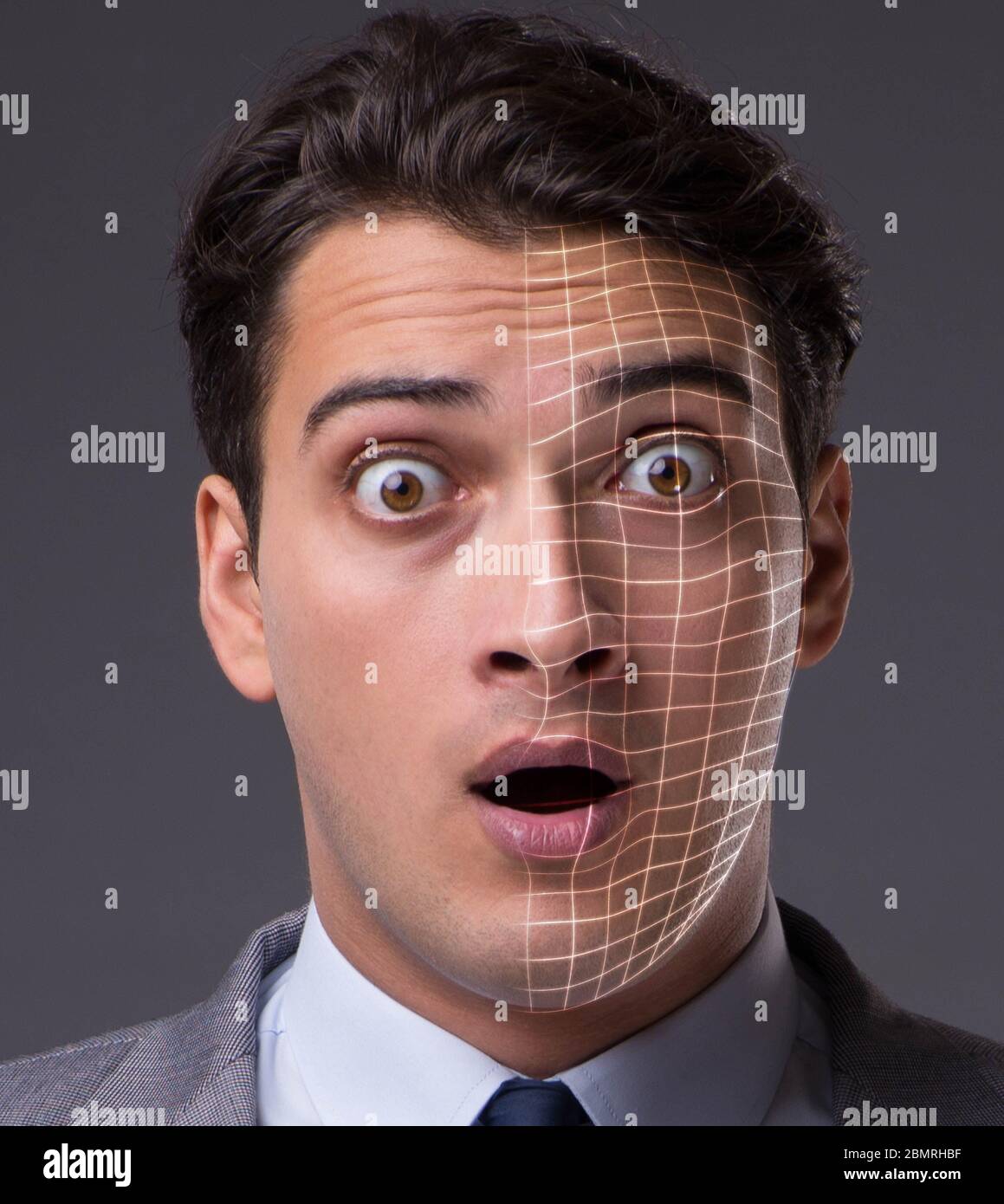 The face recognition concept with businessman portrait Stock Photo - Alamy