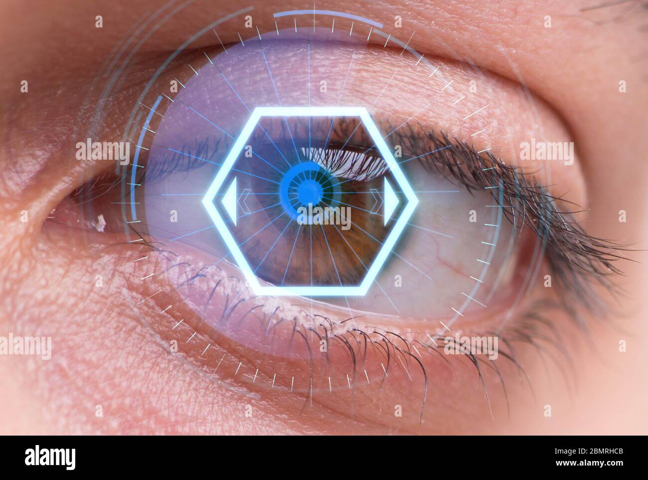 The concept of sensor implanted into human eye Stock Photo - Alamy