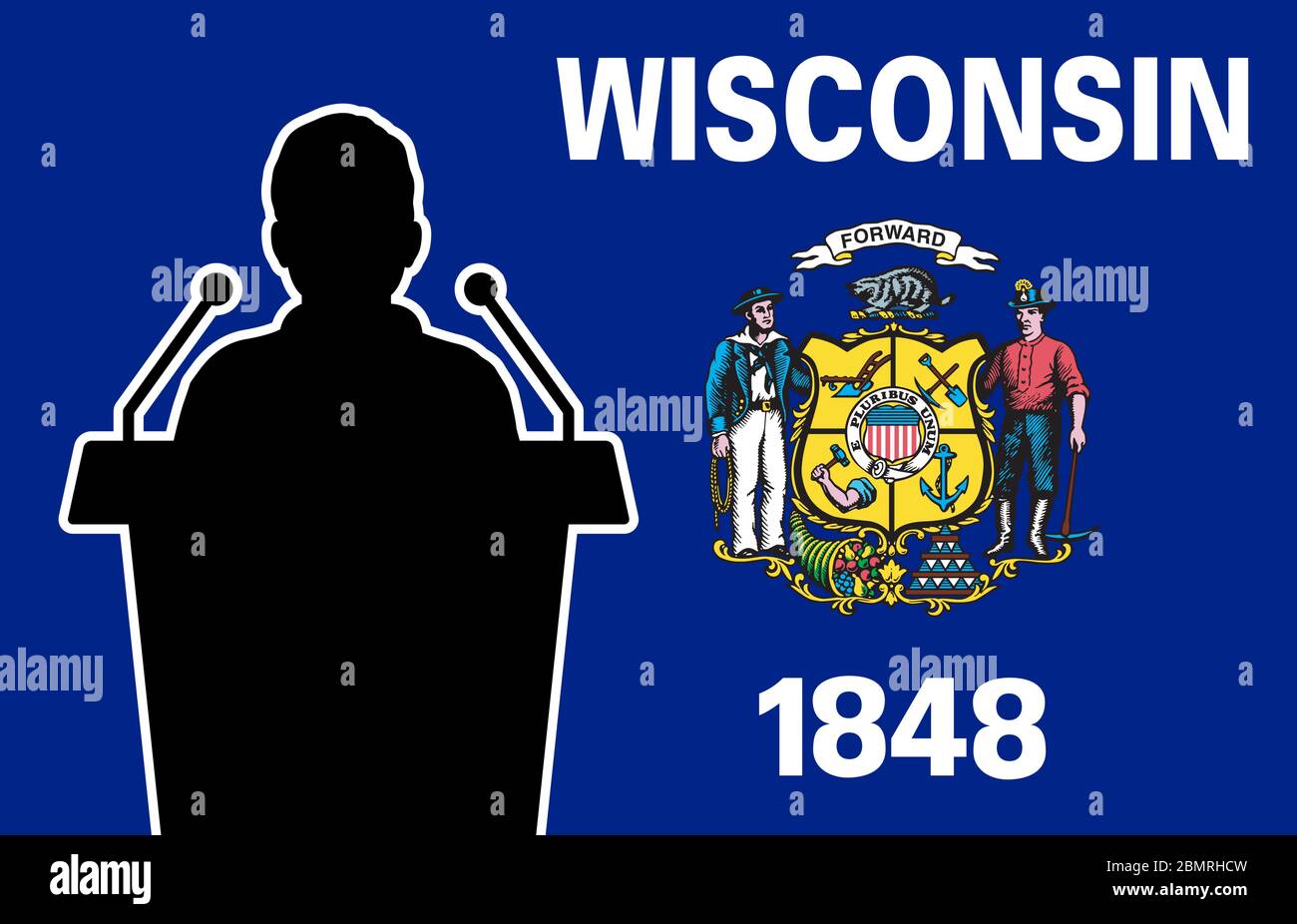 Wisconsin USA Flag Background Man Speaks. Business Man Presentation ...