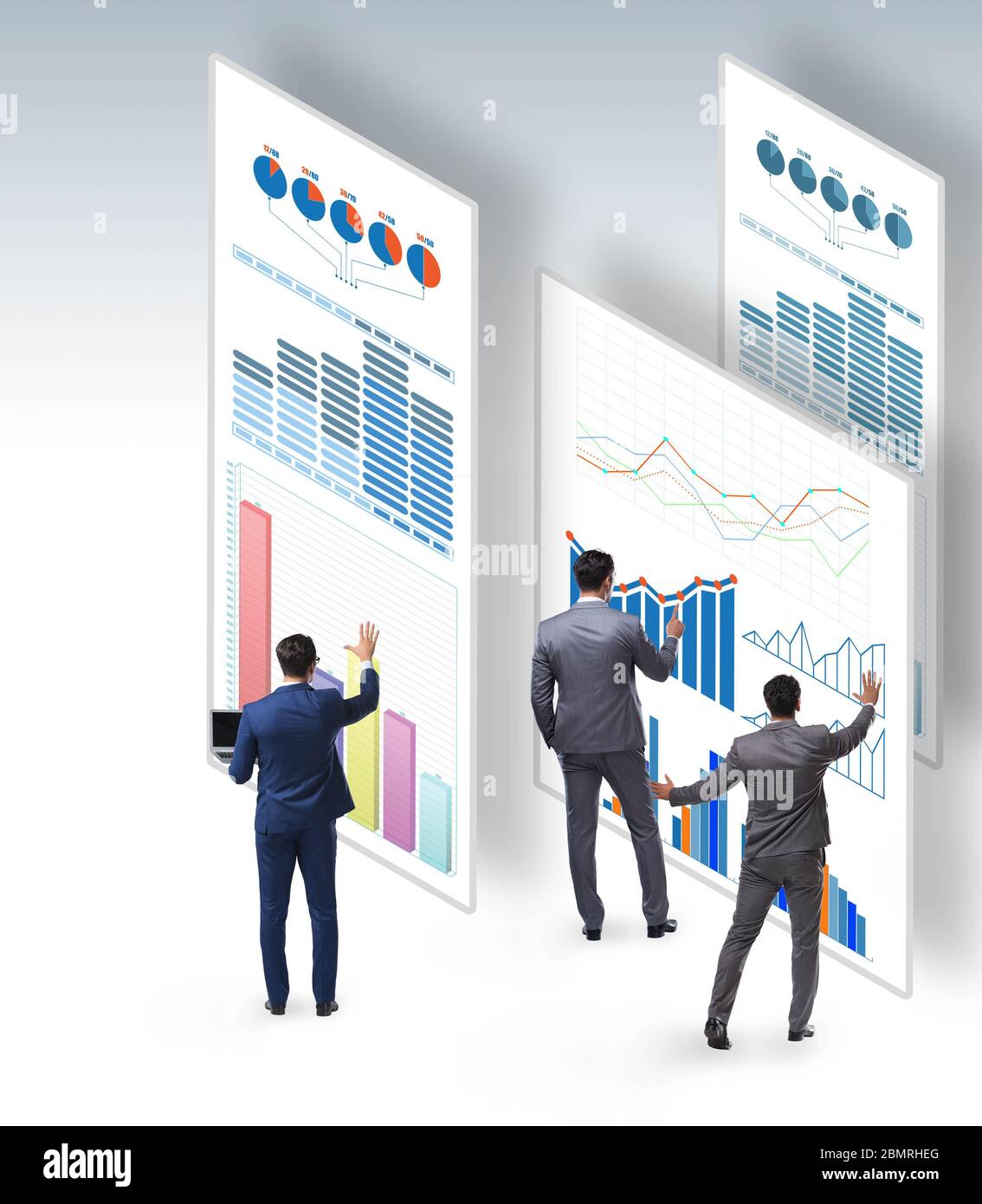 The businessman in business visualization and infographics concept ...