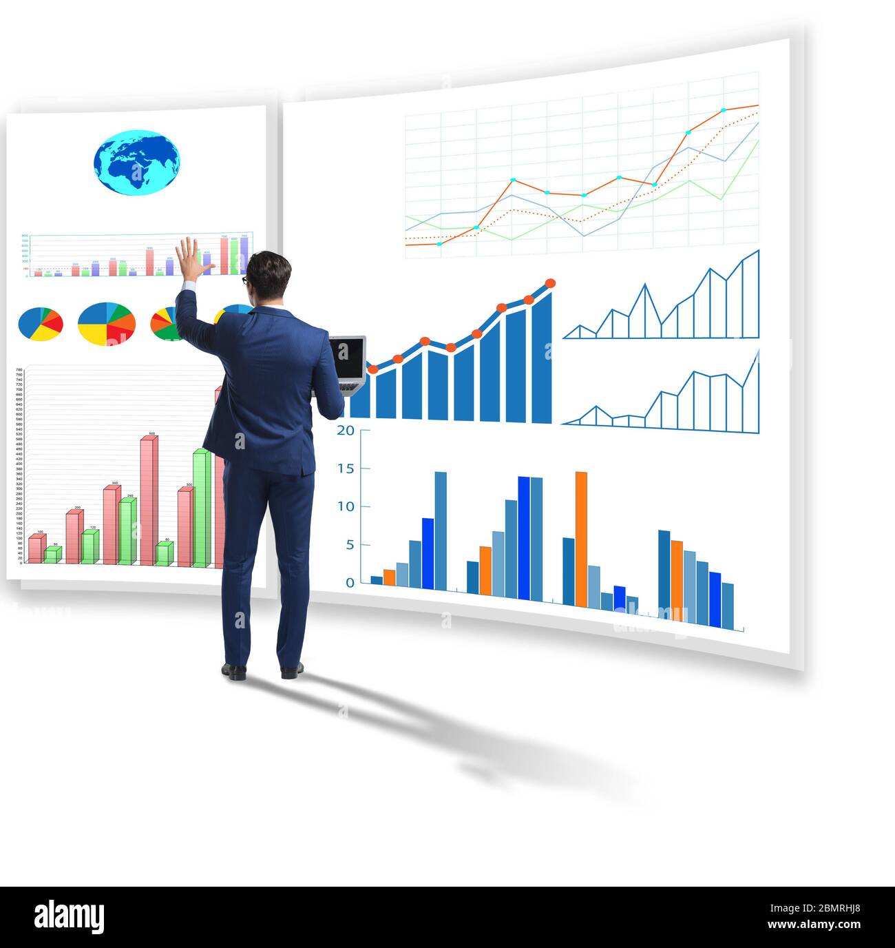 The businessman in business visualization and infographics concept ...