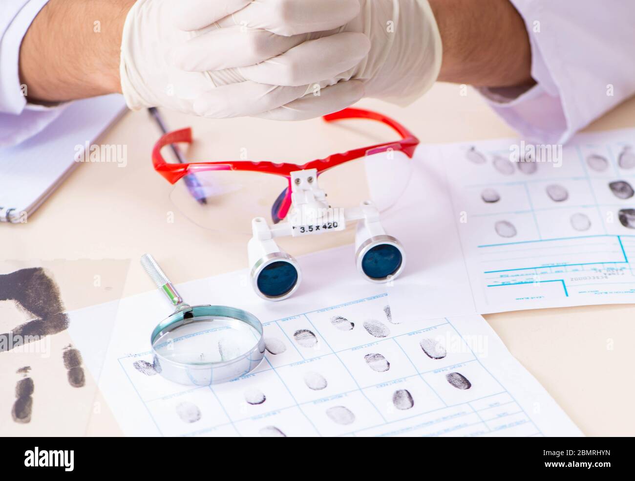 The forensic expert studying fingerprints in the lab Stock Photo - Alamy