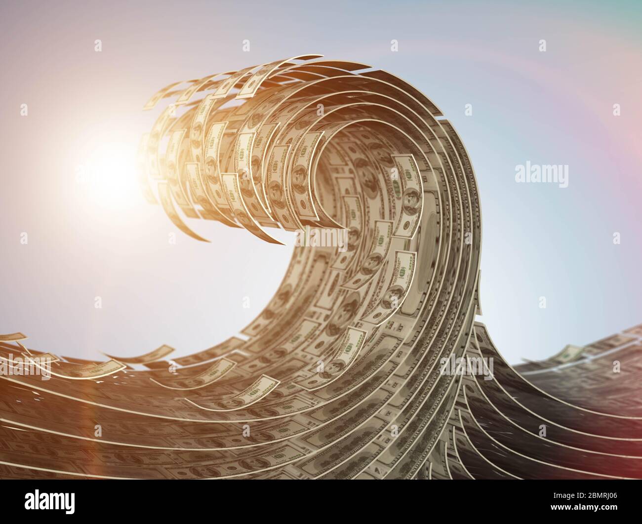 The wave made of dollars - 3d rendering Stock Photo - Alamy