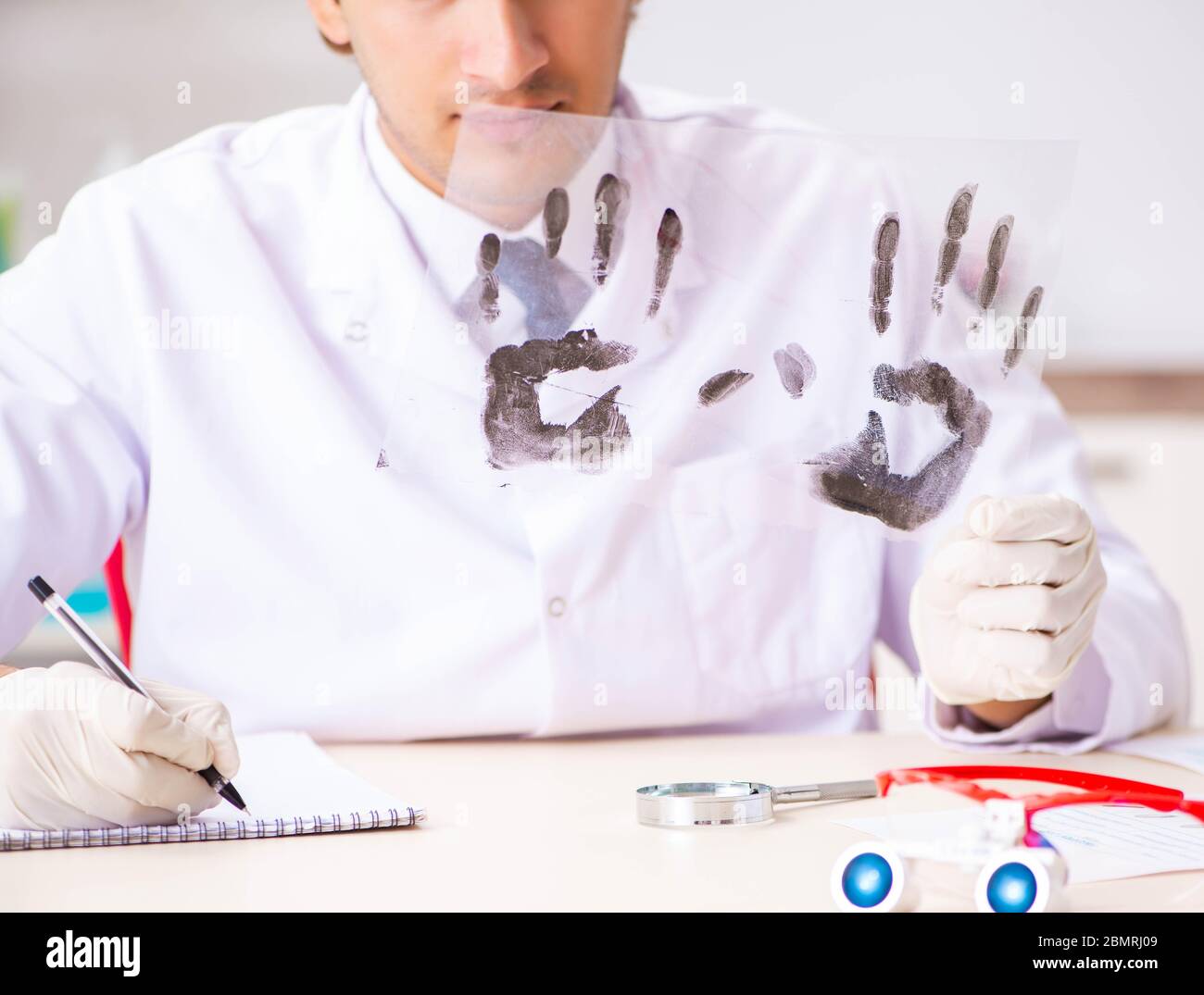 The forensic expert studying fingerprints in the lab Stock Photo - Alamy